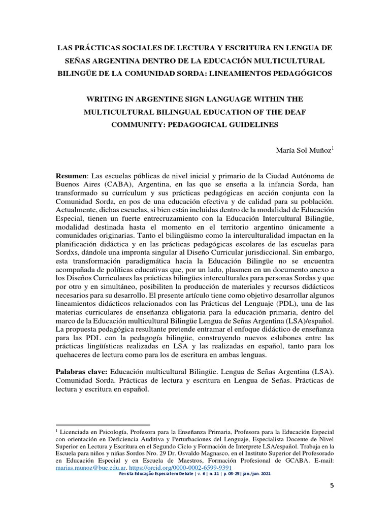 Las Prácticas Sociales de Lectura y Escritura en Lengua de Señas ...