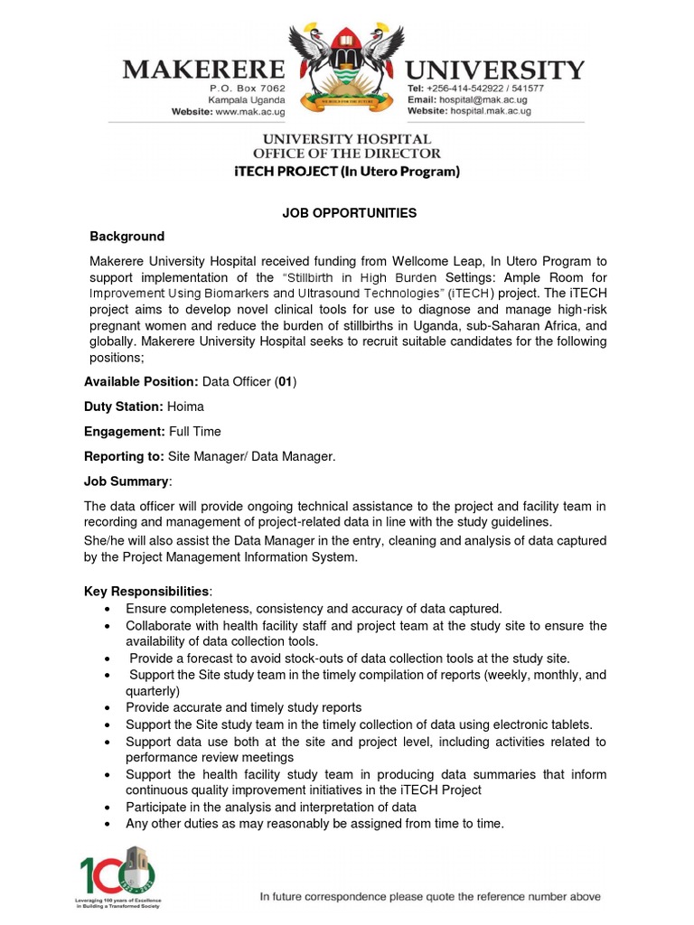 iTECH Project Job Vacancies at Makerere | PDF | Nursing | Clinical Trial