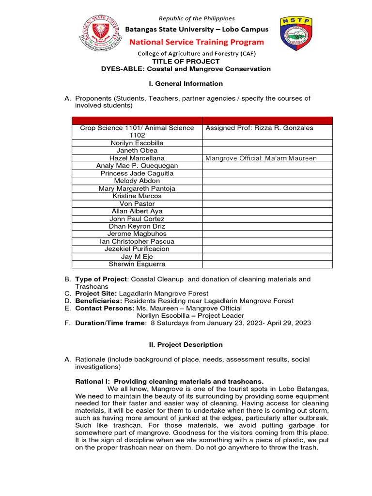 Dyesable Coastal And Mangrove Conservation Nstp Project Pdf Science And Mathematics 
