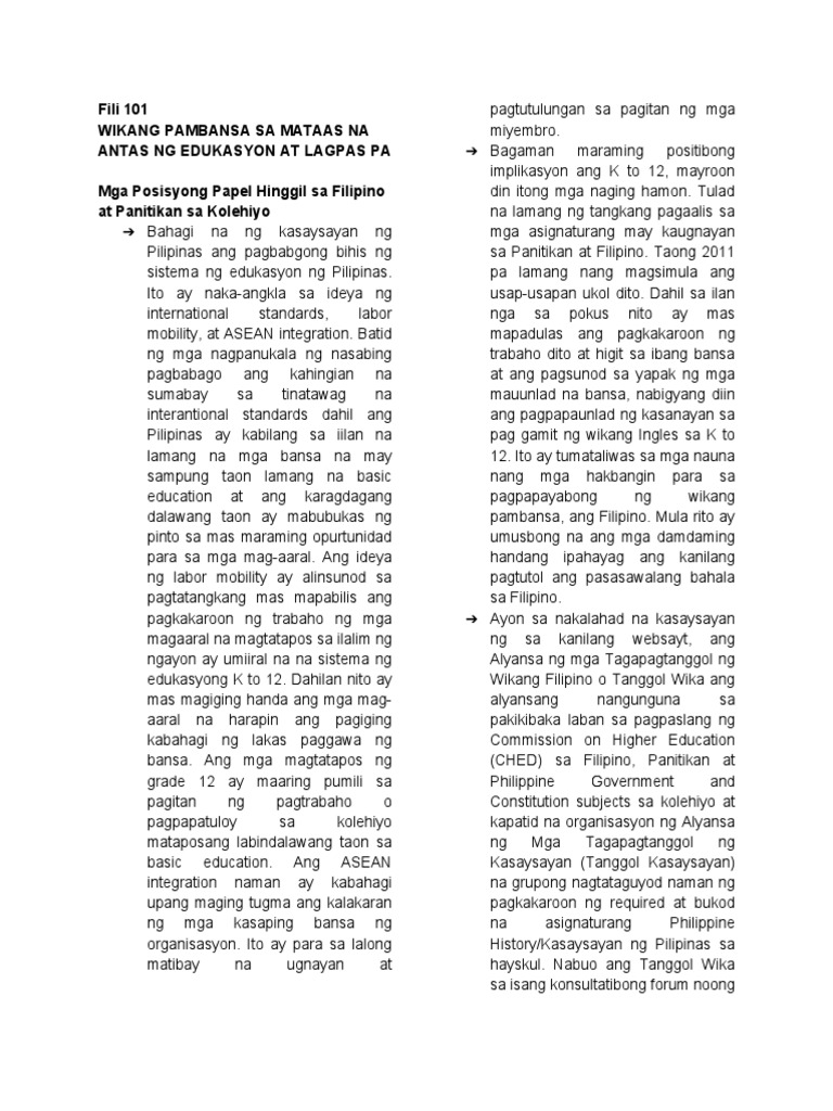 Fili 101 Reviewer | PDF