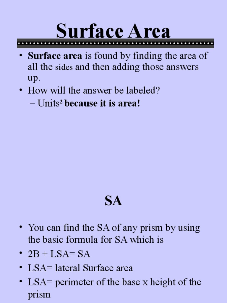 Surface Area | PDF | Area | Triangle