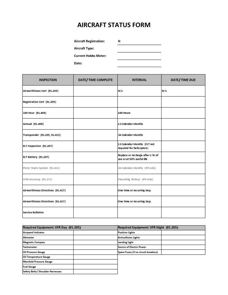 Aircraft Status Form Heli | PDF | Technology & Engineering