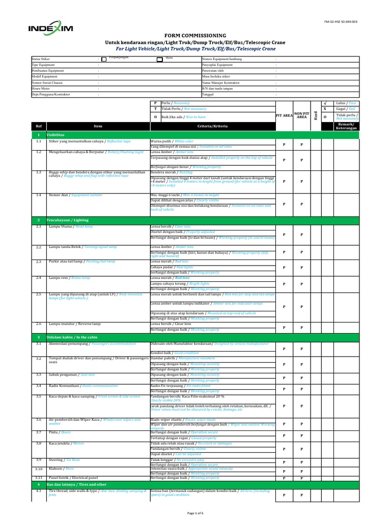 FM-02-HSE 50.049.003. Form Commissioning - LV-LT-DT-ELF-BUS-TELESCOPIC ...