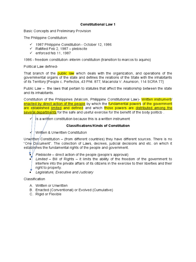 Constitutional Law 1 Notes | PDF