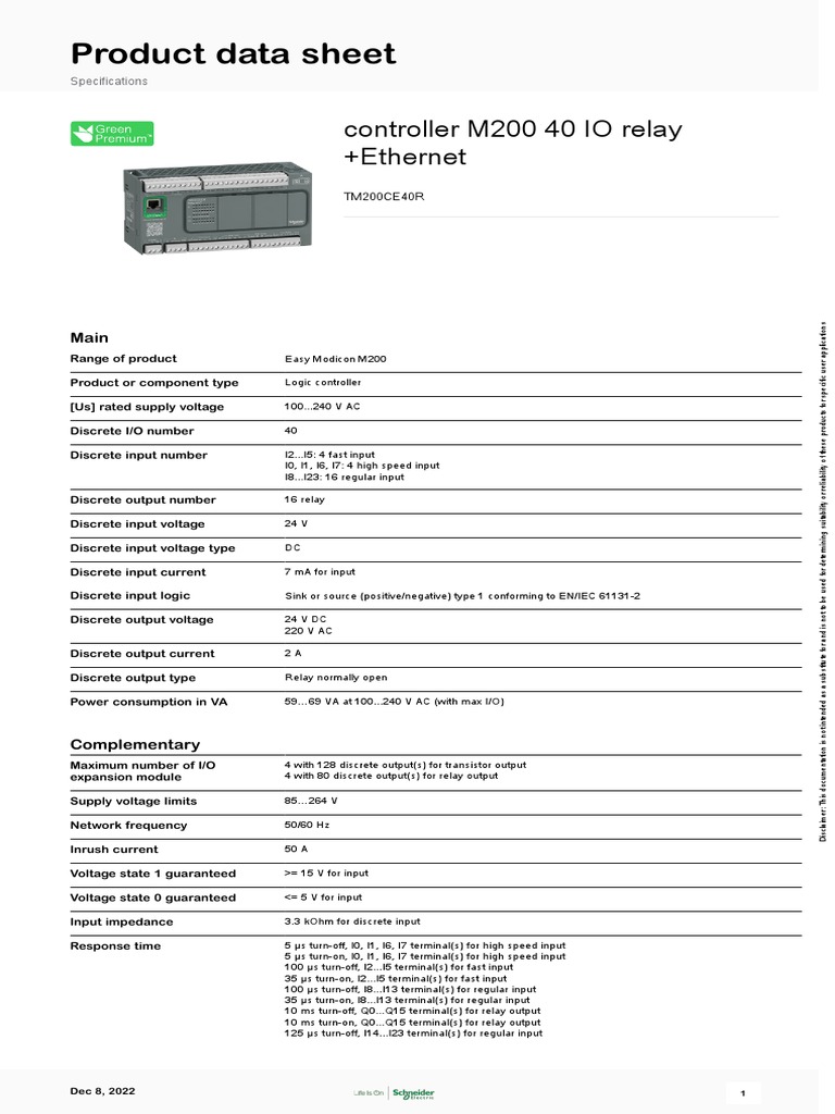 Easy Modicon M200 - TM200CE40R | PDF | Logic Gate | Relay