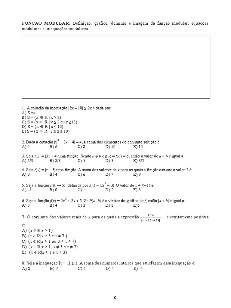 Lista Função Modular | PDF | Função (Matemática) | Número real