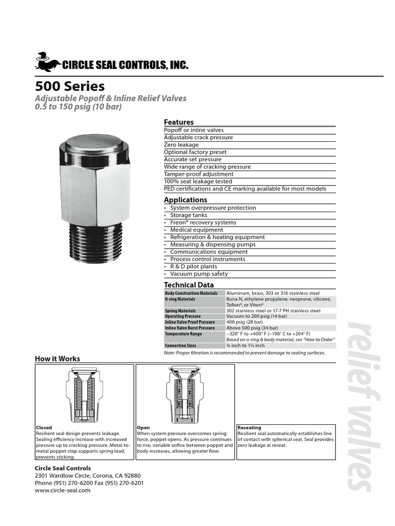 500 Series | PDF | Valve | Pressure