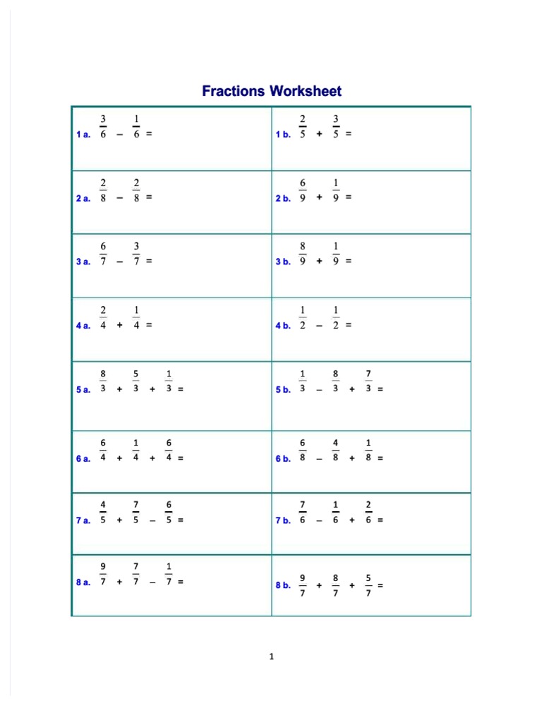 Fractions Worksheet | PDF