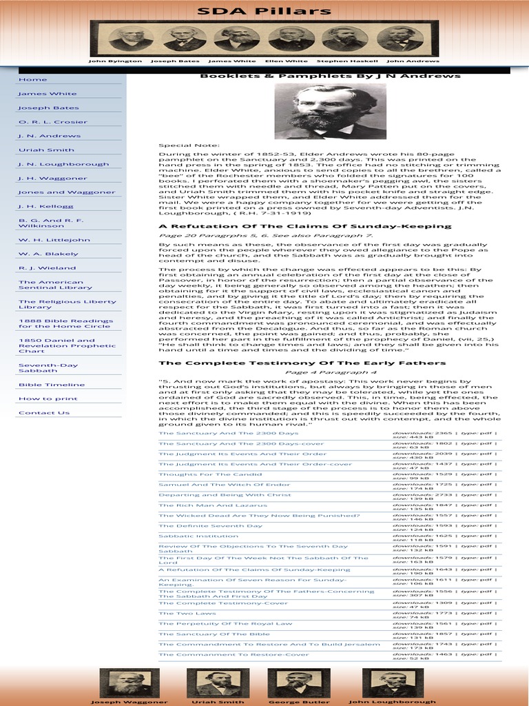 J. N. Andrews Books To Print, SDA Pillars | PDF | Ten Commandments ...