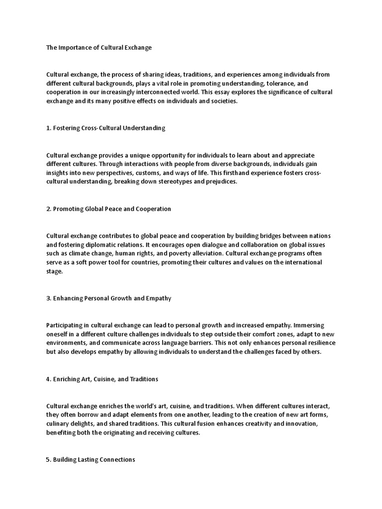 The Importance of Cultural Exchange | PDF