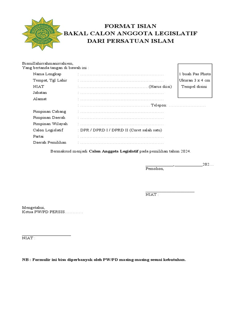 Form Isian Persis | PDF