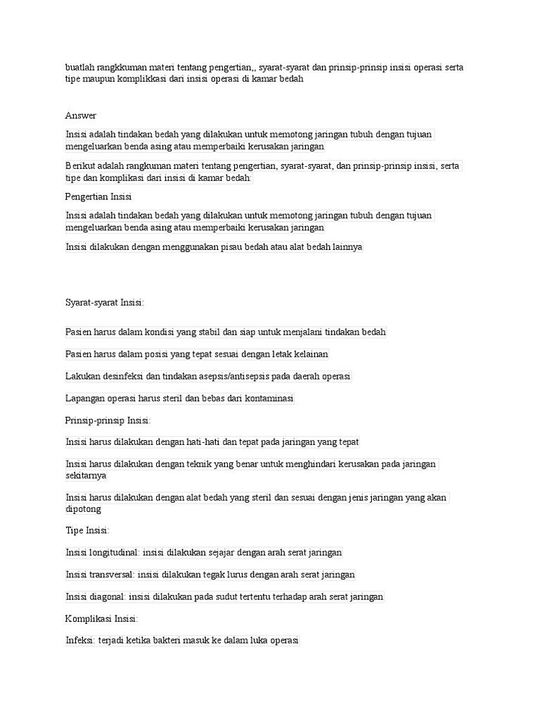 Insisi Operasi | PDF