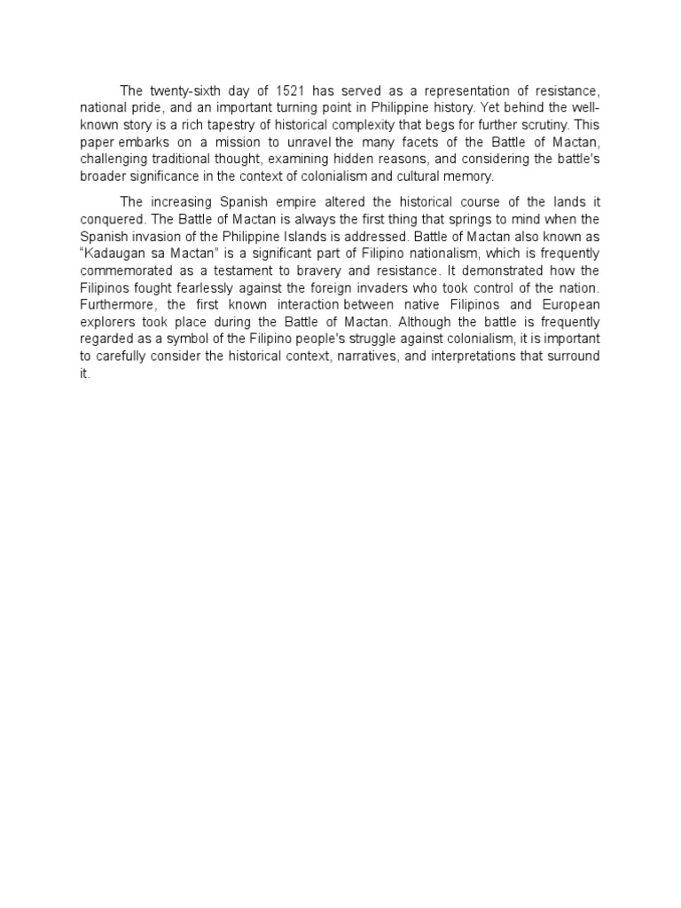 1000 Words Essay - Battle of Mactan | PDF