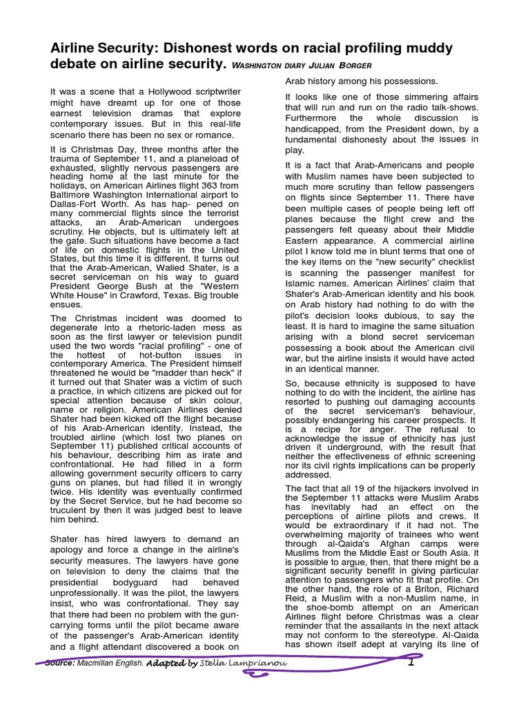 Airline Security | PDF | Airport Security | Racial Profiling