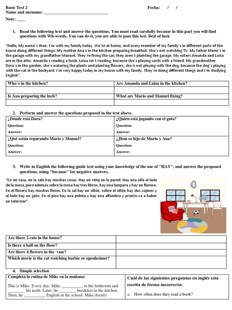 Test Basico de Ingles II | PDF | Syntax | Grammar