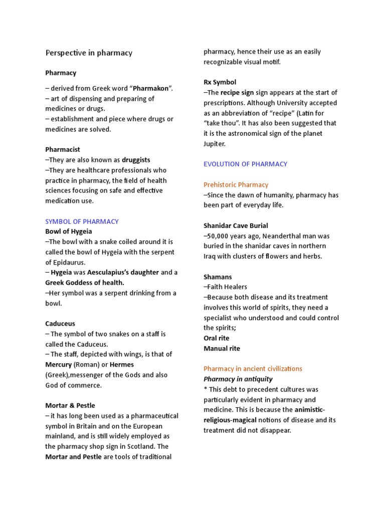 Perspective in Pharmacy REVIEWER | PDF | Pharmacy