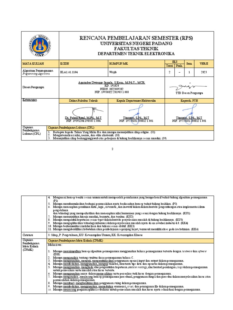 RPS Algoritma Pemrograman UNP | PDF