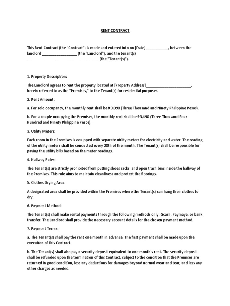 Rent Contract | PDF | Leasehold Estate | Landlord