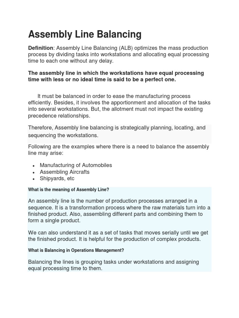 Line Balancing | PDF | Operations Management | Business Process