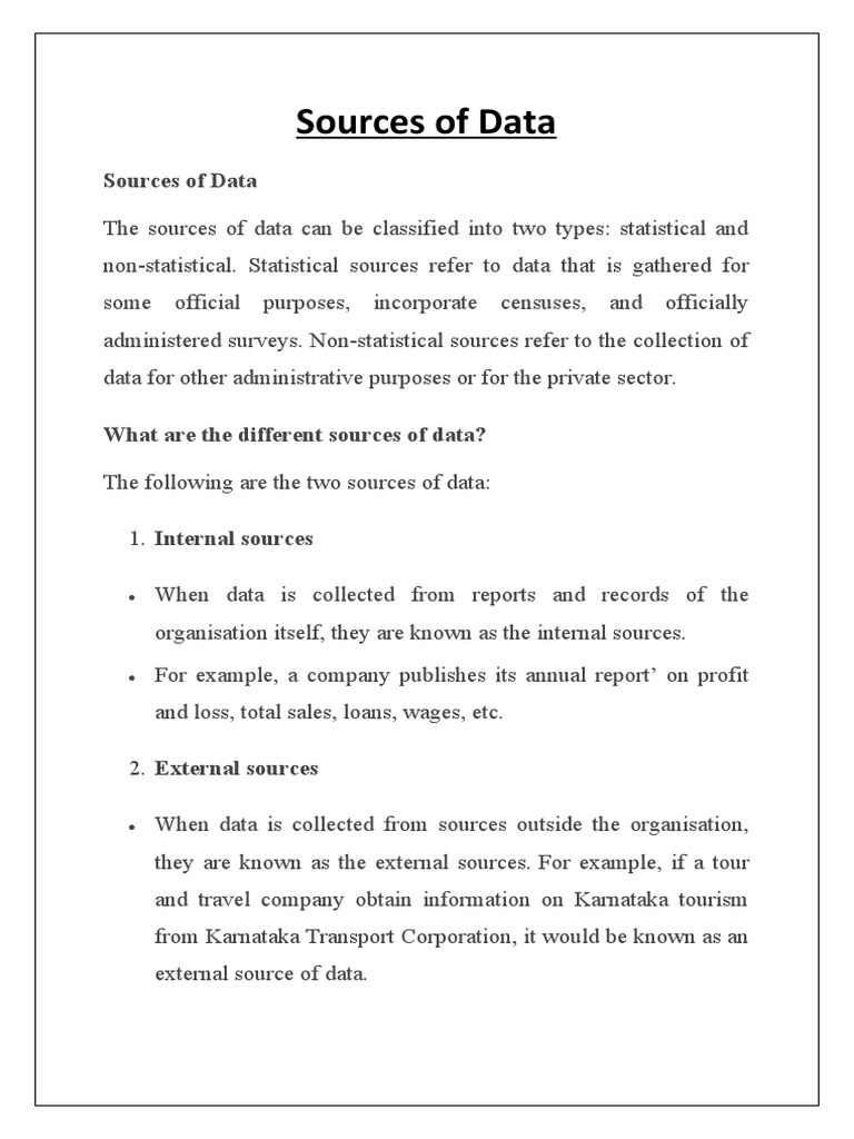 Sources of Data | PDF | Quantitative Research | Survey Methodology