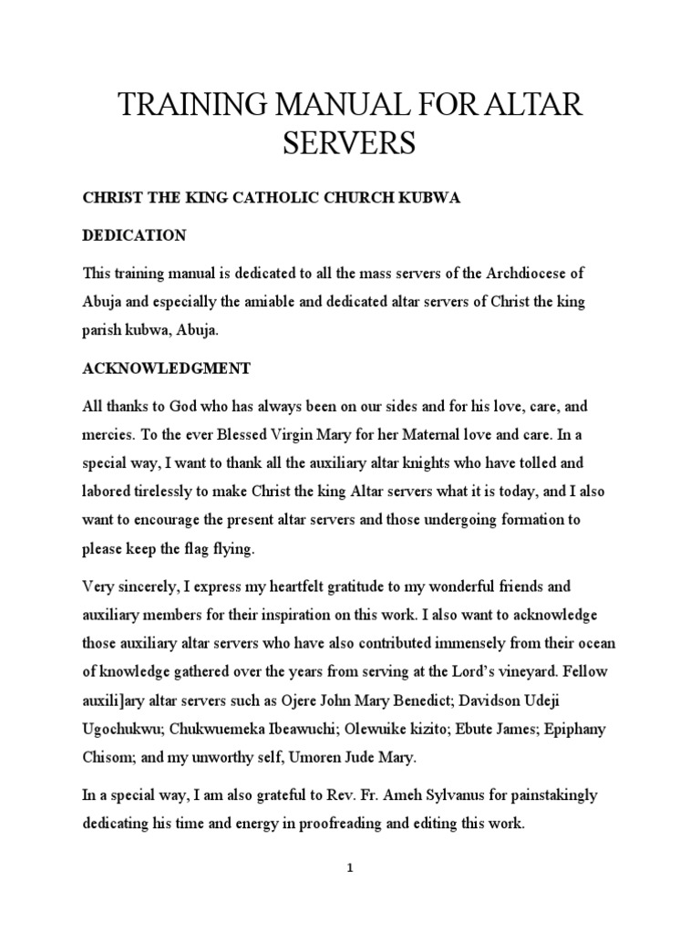 Training Manual For Altar Servers | PDF | Liturgical Year | Lent