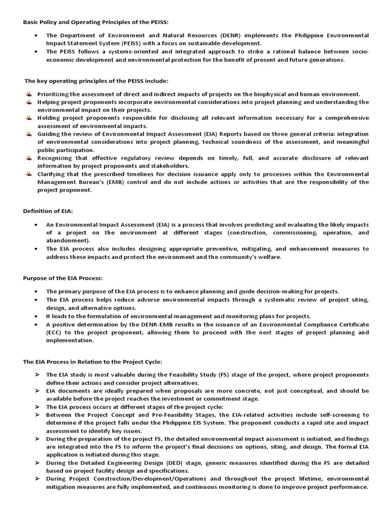 Basic Policy and Operating Principles of The PEISS | PDF ...