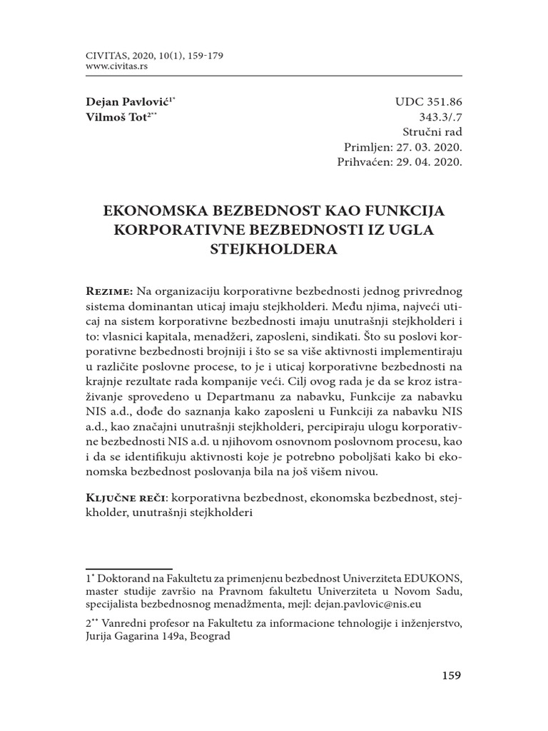 Ekonomska Bezbednost | PDF