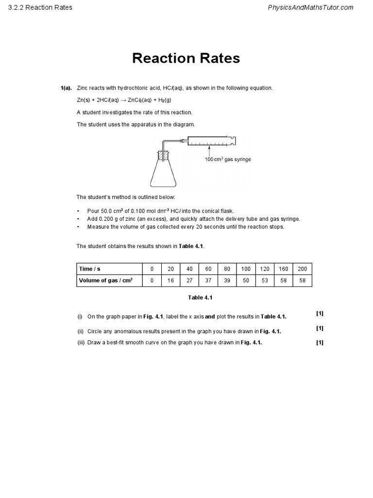 Zinc and HCl Reaction Rate Analysis | PDF | Catalysis | Chemical Reactions