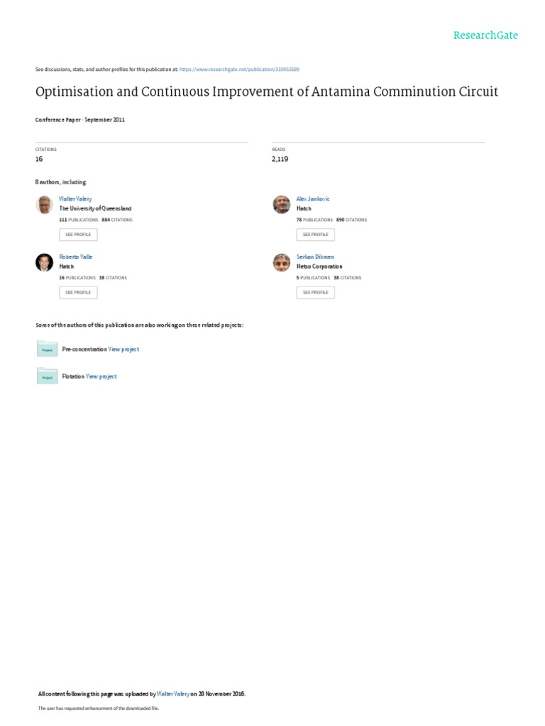 Optimisation and Continuous Improvement of Antamina Comminution Circuit ...