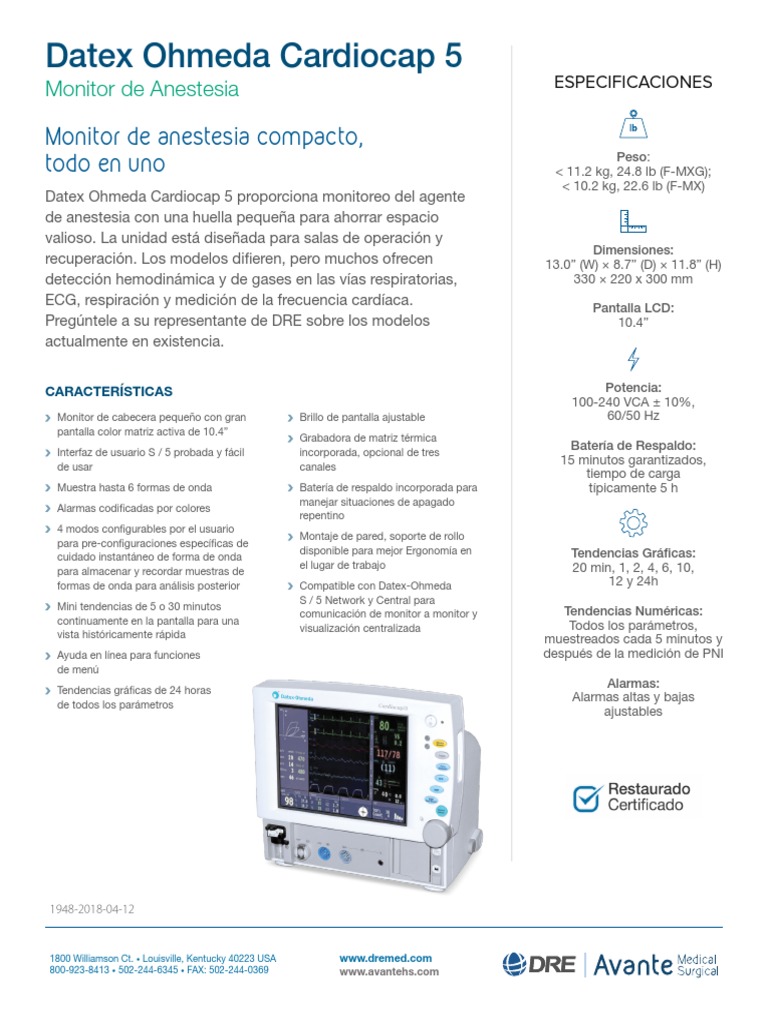 Monitor de Anestesia Cardiocap 5 | PDF