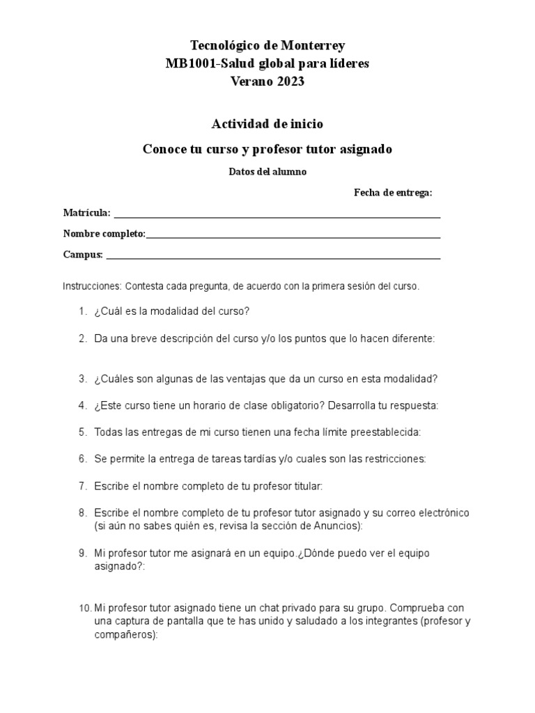AD23 MB1001 Actividad+de+inicio | PDF | Crecimiento personal y profesional