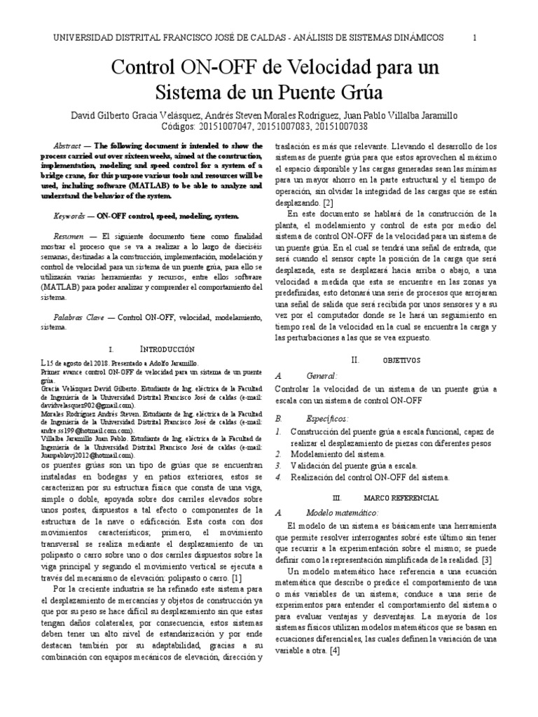 Informe Avance 1 | PDF | Arduino | Ecuaciones