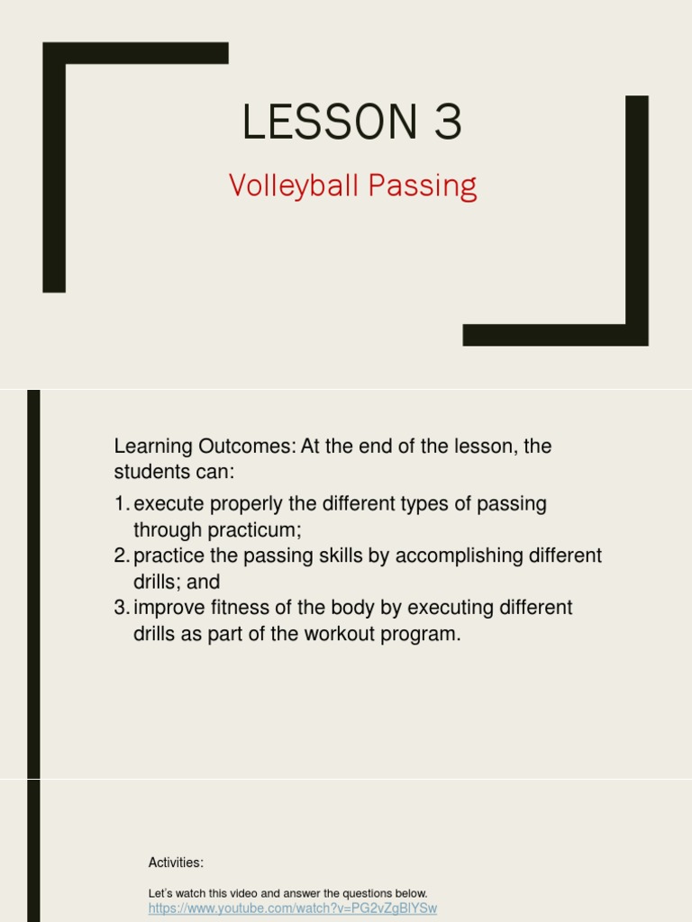m2 Lesson 3 Volleyball Passing | PDF