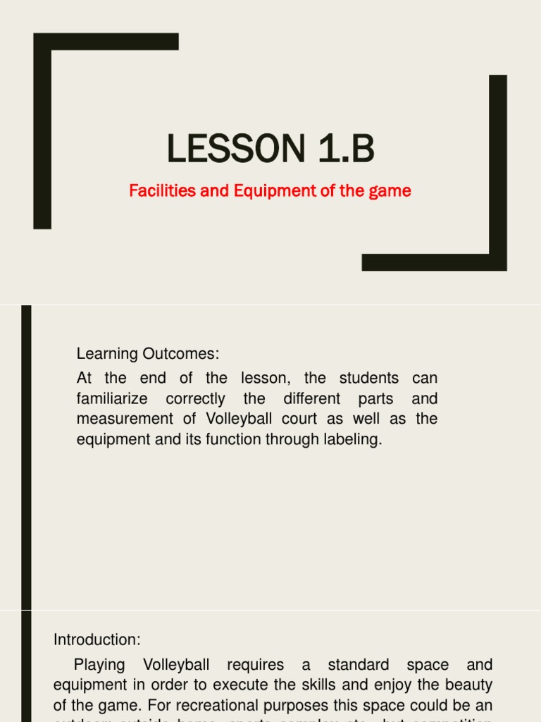 m2 Lesson 1 Volleyball Facilities and Equipment | PDF