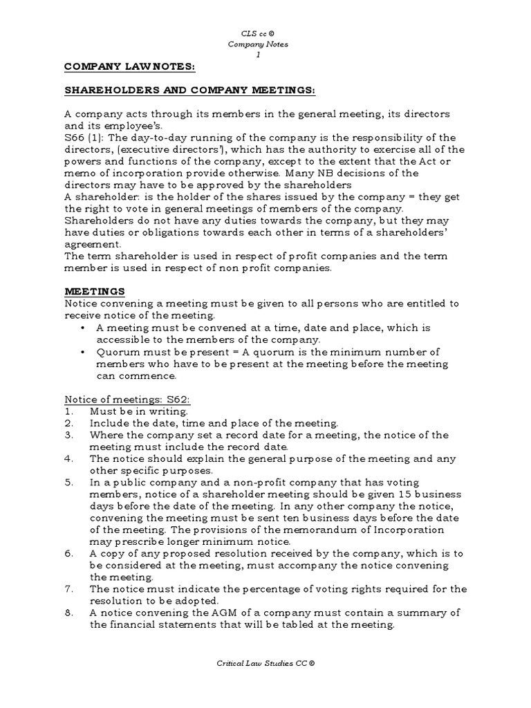 Company Law Notes Pdf Preferred Stock Dividend