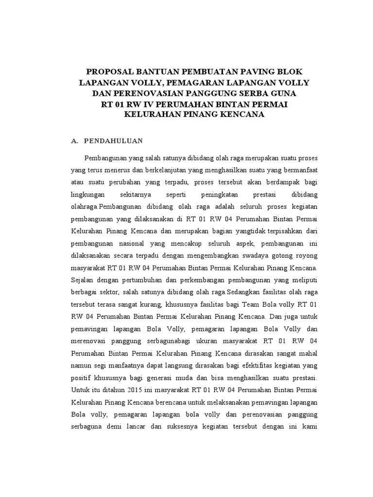 Proposal RT 01 Lapangan Volly | PDF