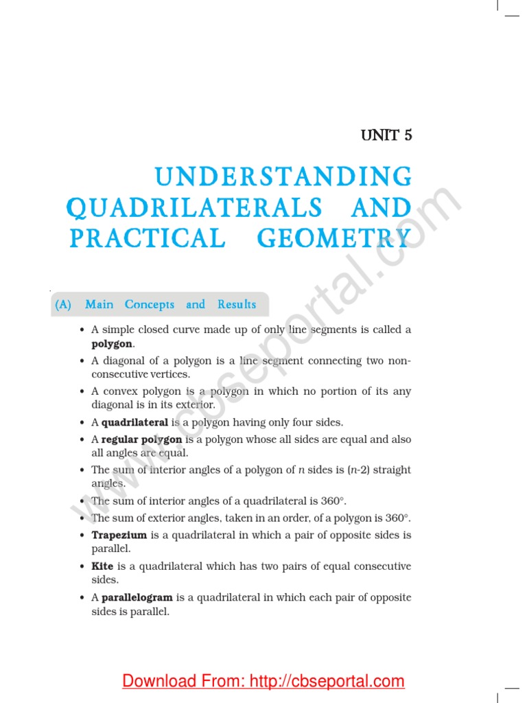 NCERT Exemplar Problems From Class 8 Mathematics Unit 5 Understanding Quadrilaterals Practical ...