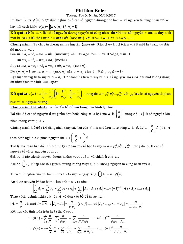 Phi Hàm Euler Pdf