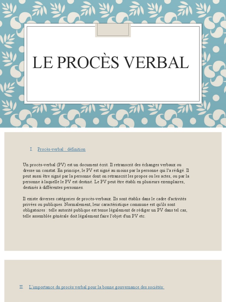 Le Procès Verbal | PDF | Conseil d'administration