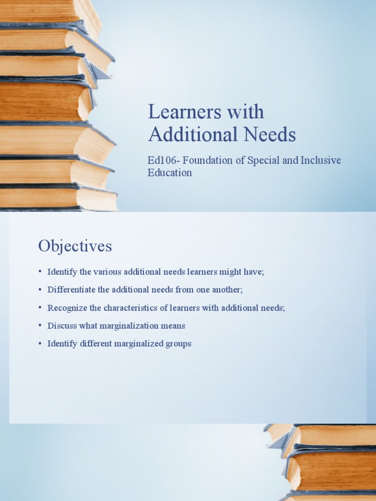 Supporting Learners with Additional Needs | PDF | Speech | Intellectual ...
