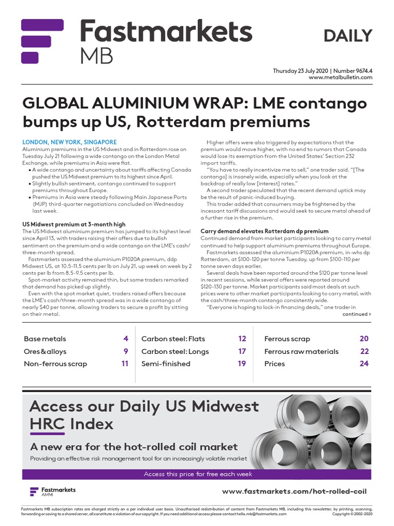 Fastmarkets Bulletin 23jul20 | Download Free PDF | Investing | Scrap