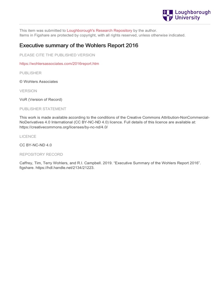Wohlers Report 2016 Executive Summary | PDF | 3 D Printing | Business