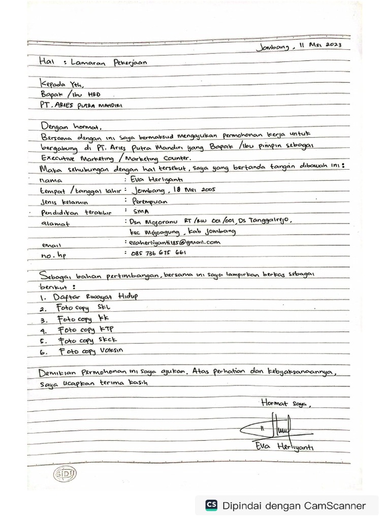 PDF Lamaran Pekerjaan | PDF