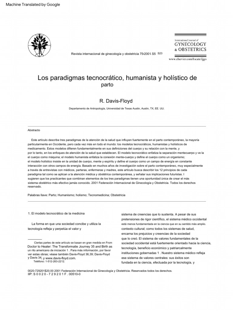 Intl J Gynecology Obste - 2001 - Davis Floyd - The Technocratic ...
