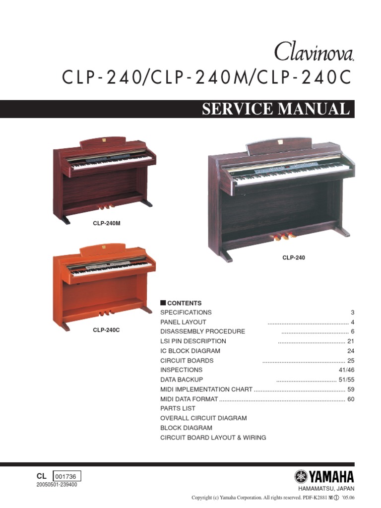 Yamaha Clp-240 Clp-240m Clp-240c SM | PDF | Electrical Connector | Solder