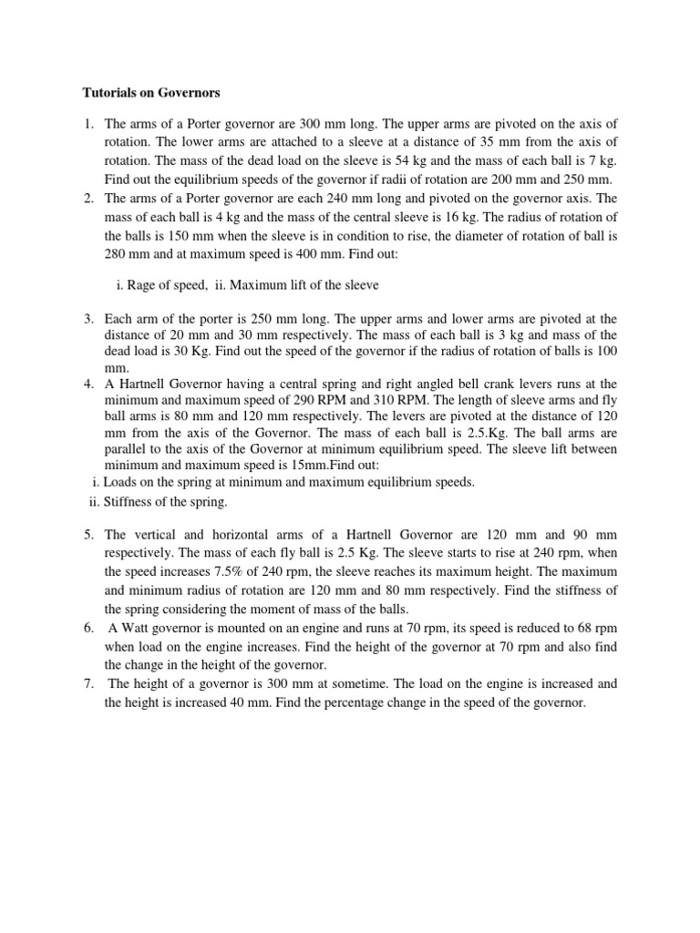E-Tivity 4.1 Tutorials On Governors | PDF | Radius | Rotation