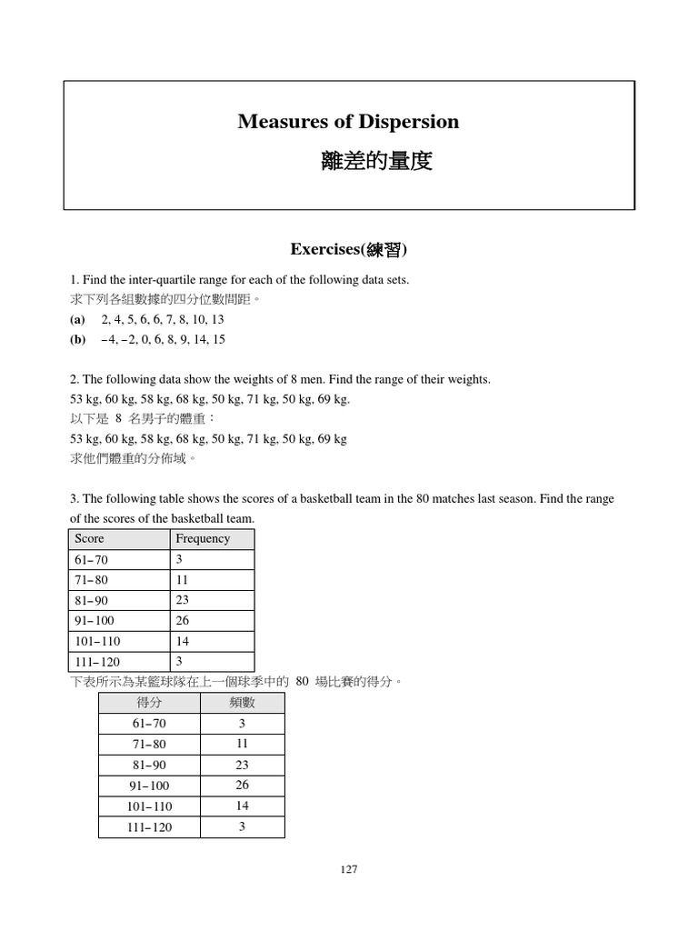 Measures of Dispersion (Q) | PDF | Descriptive Statistics | Statistical ...
