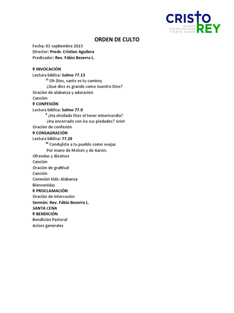 Orden de Culto | PDF