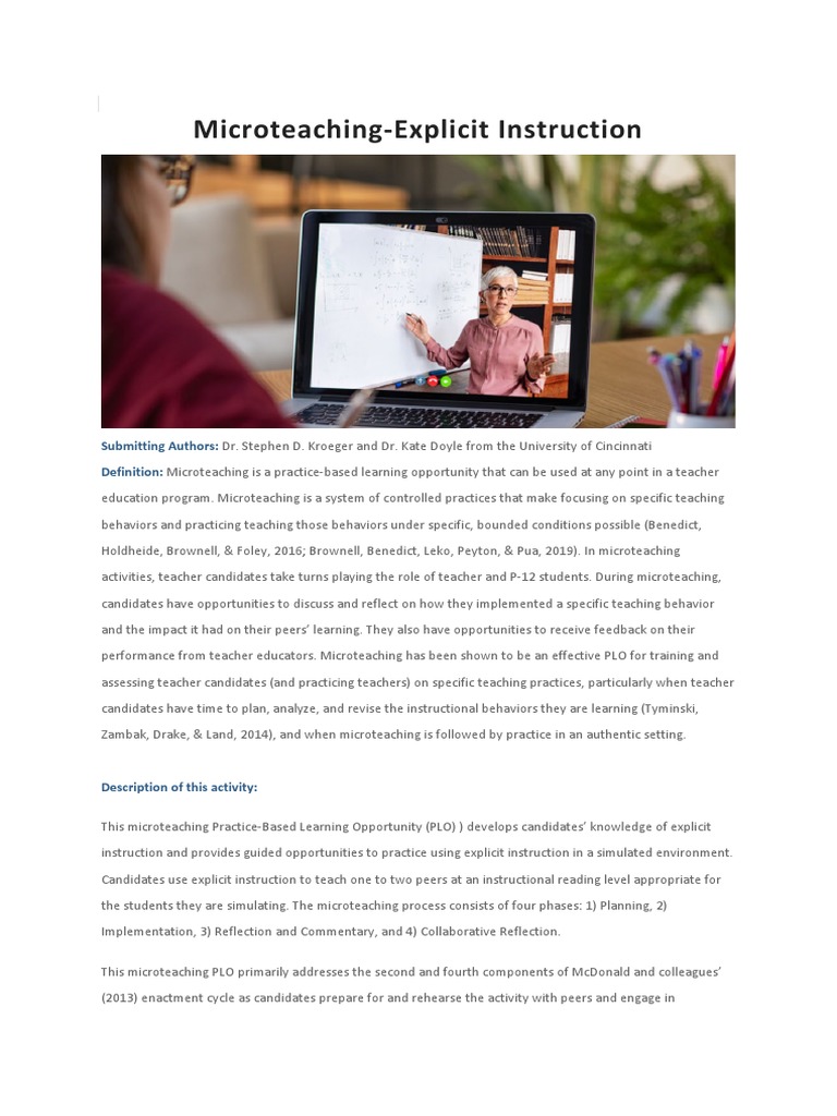 Microteaching Explicit Instruction PDF | PDF | Lesson Plan | Educational Assessment
