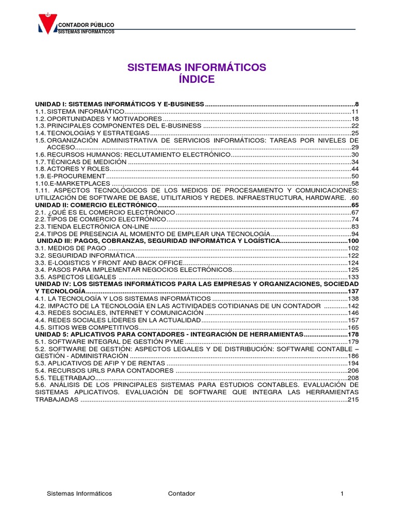 Sistemas Informáticos - 4° Año Contador - Módulo - UNIDAD I - II - III - IV - V | PDF ...